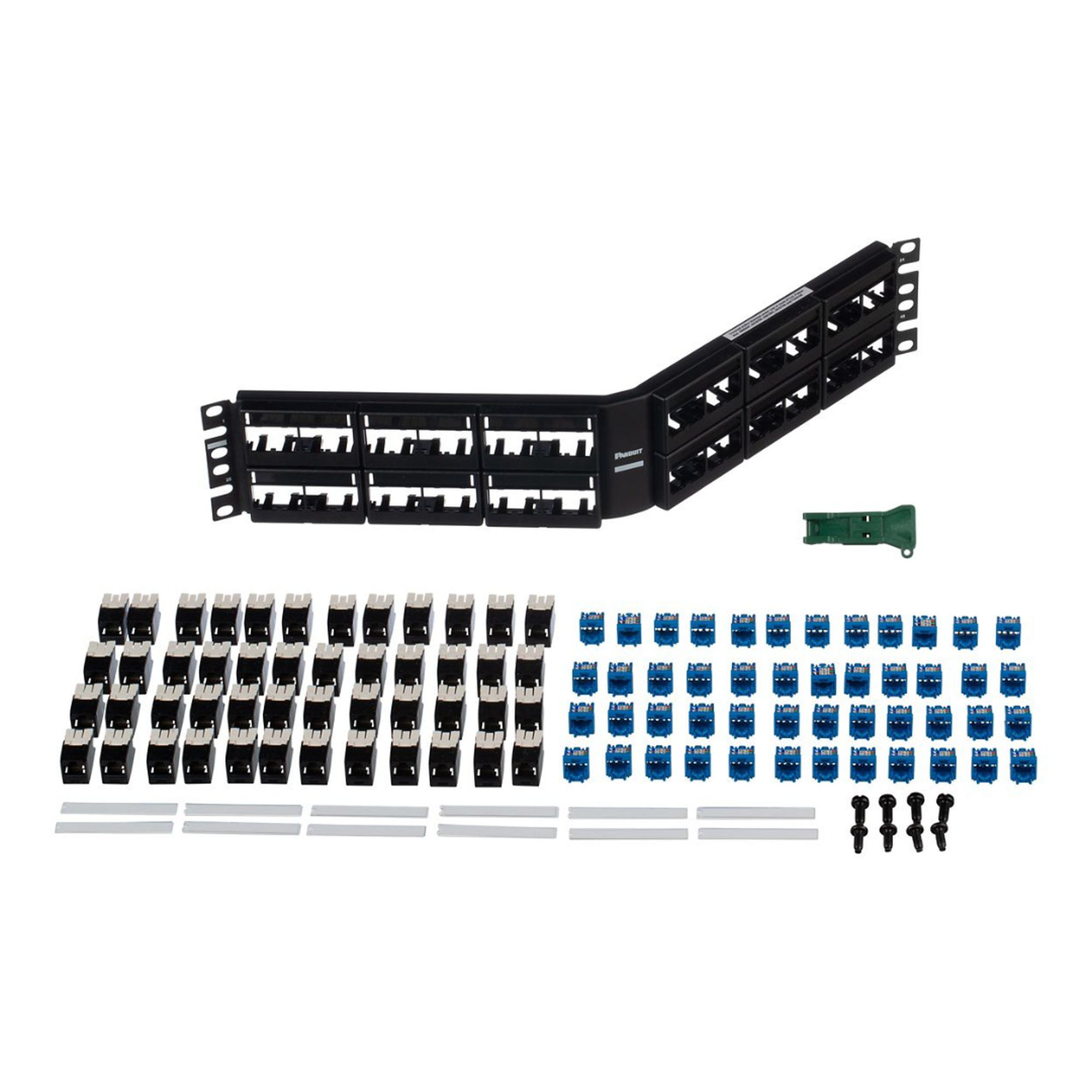 Kit de Patch Panel Modular Angulado de 48 Puertos Con 48 Jacks Mini-Com ...